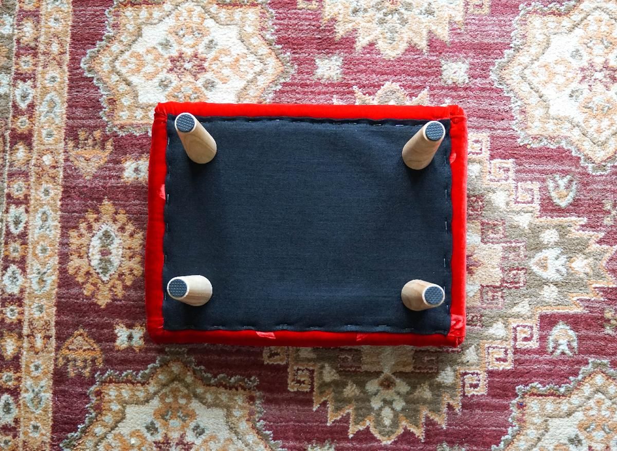 DIY Upholstered Footstool W/ an Embossed Velvet 'Strawberry' Design ...