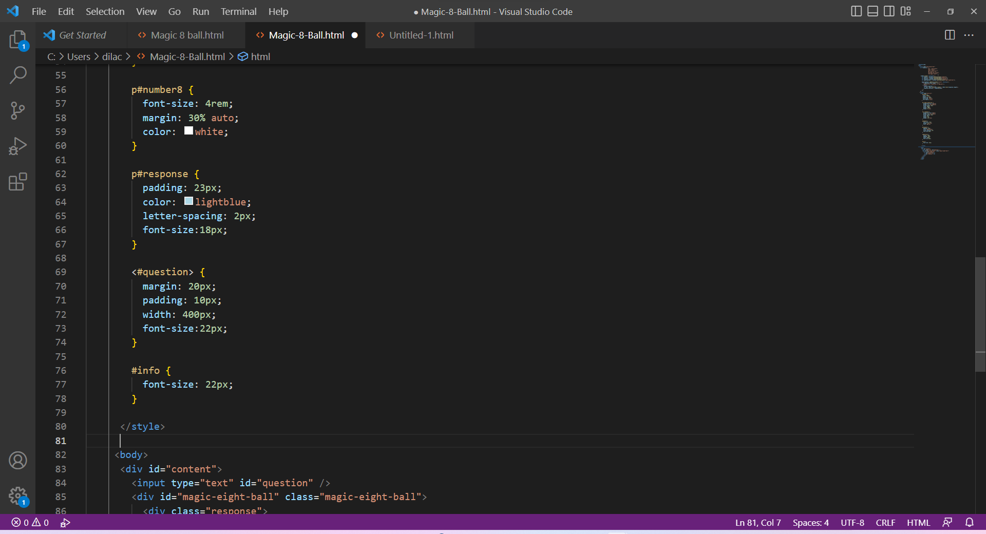 How to Format Basic HTML Magic 8-Ball Program Instruction Set : 12 ...