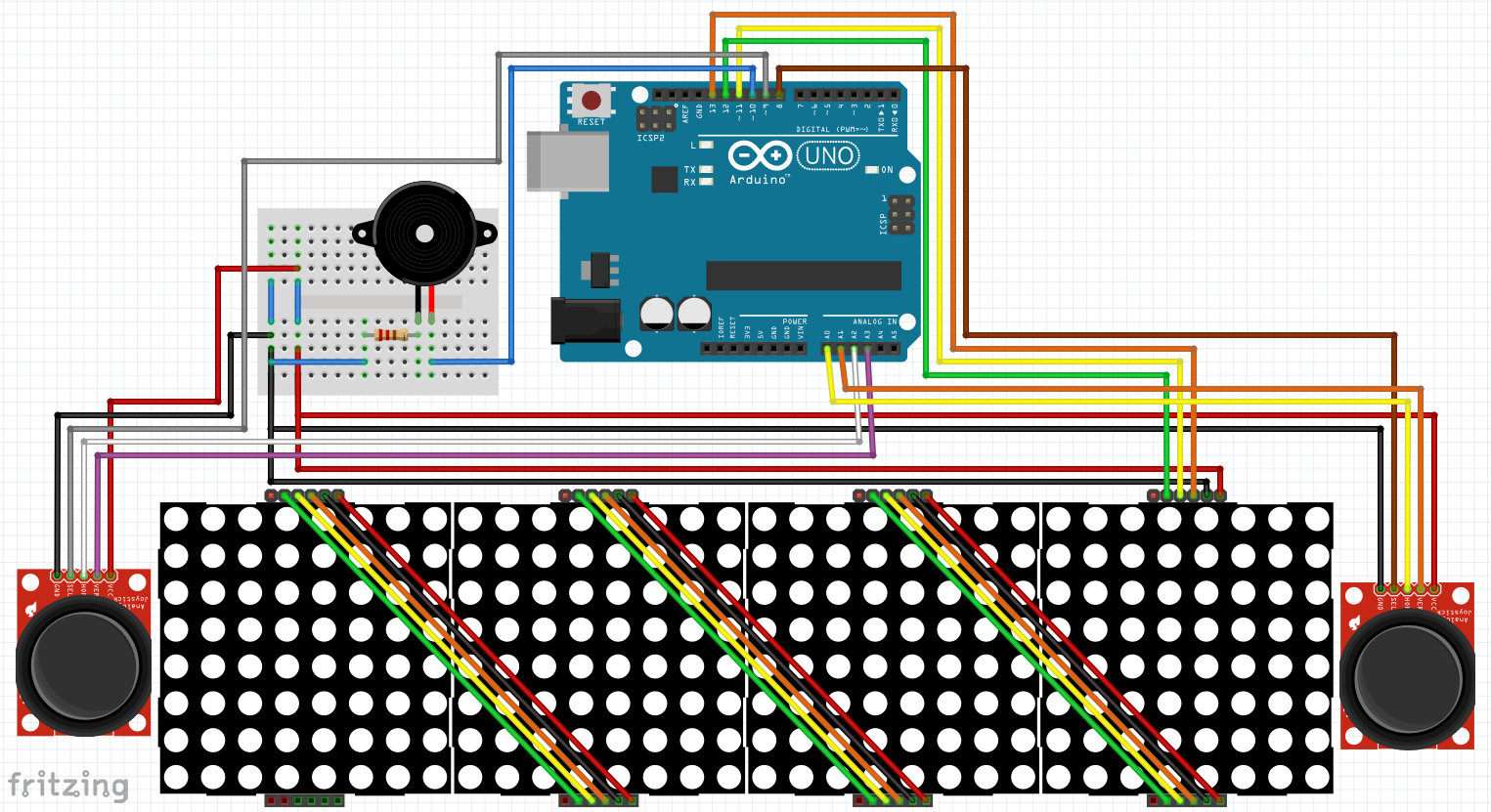 Pong Tennis With LED Matrix, Arduino and Joysticks : 5 Steps (with ...