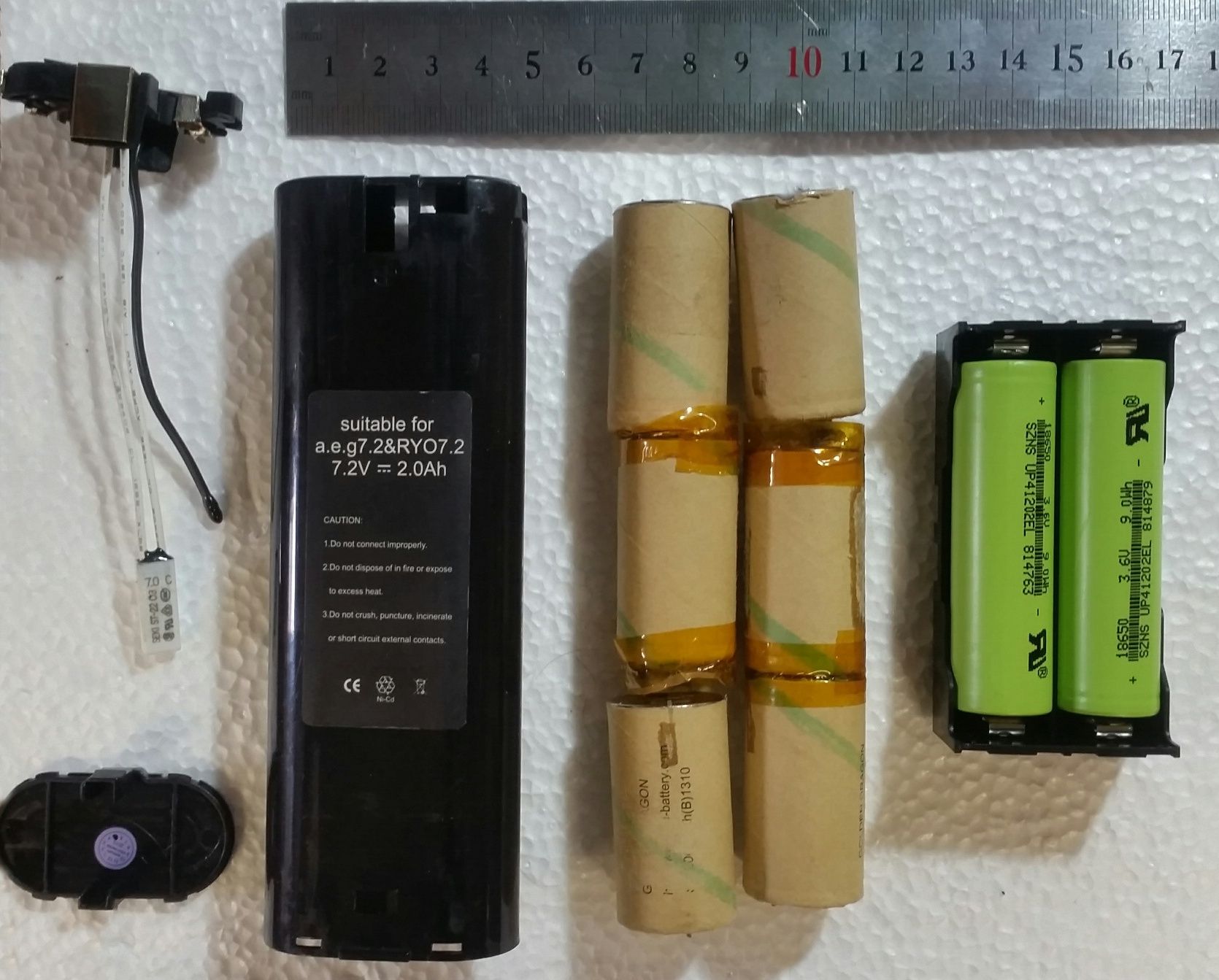 Repacking 7.2V NiCD Drill Battery With Lithium 18650 : 7 Steps ...