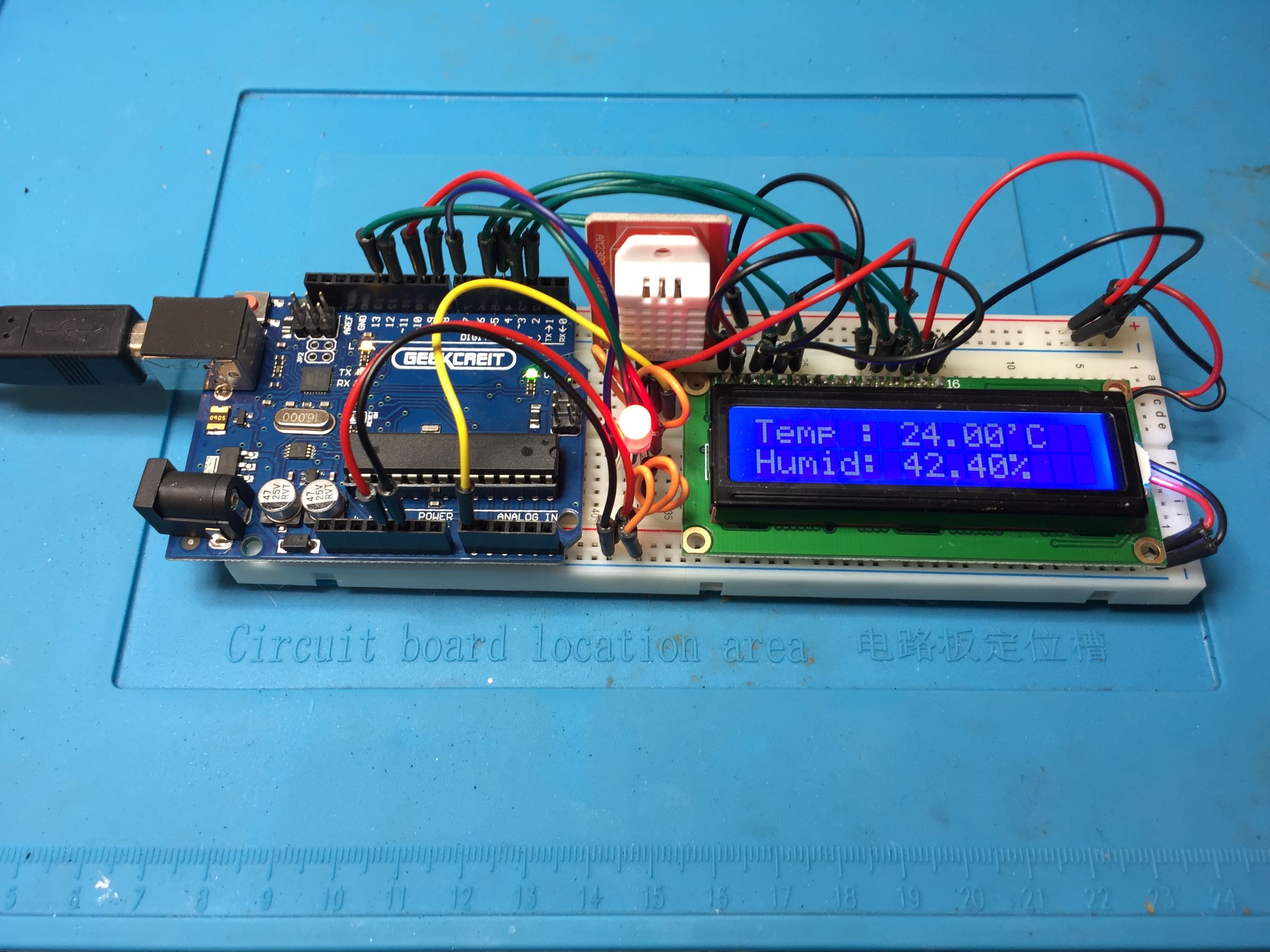 Temp & Humidity Sensor With LCD Disp & LED Indicator : 5 Steps (with ...