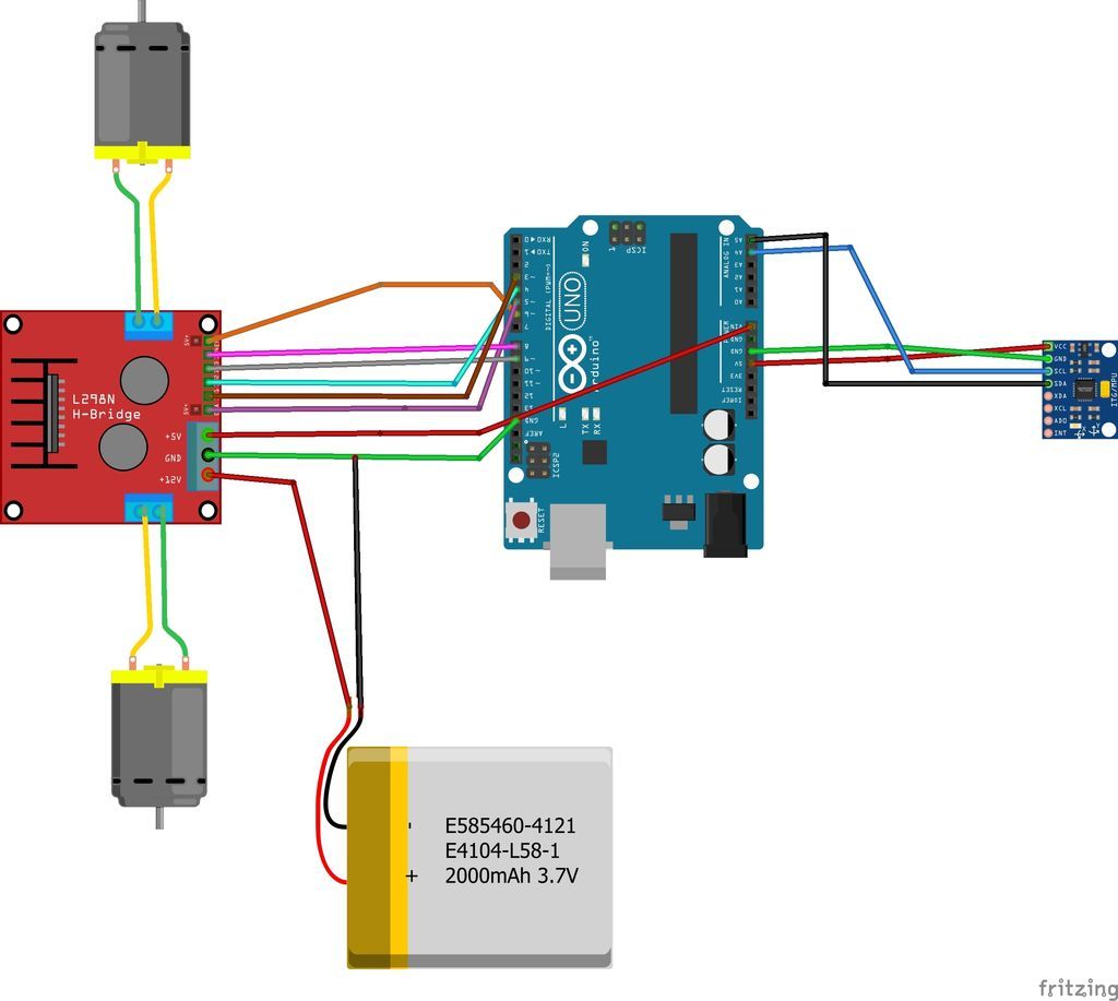 Simple MPU6050 IMU + Arduino GYRO Bot : 4 Steps
