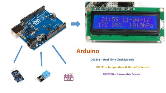Desk Weather Station Arduino Dht11 Bmp280 Ds3231 4 Steps