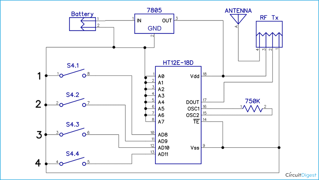 RF 433MHZ Radio Control Using HT12D HT12E | Making a Rf Remote Control Using HT12E & HT12D With ...