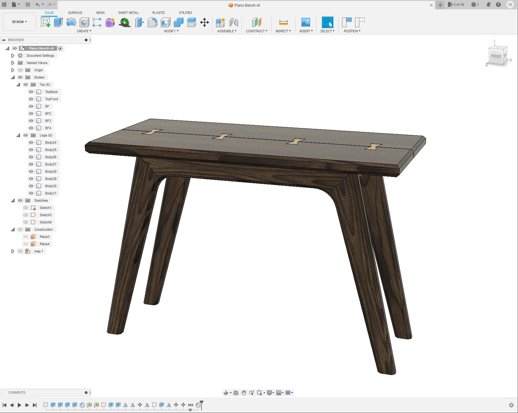 Walnut Piano Bench With Butterfly Inlay on CNC : 3 Steps (with Pictures ...