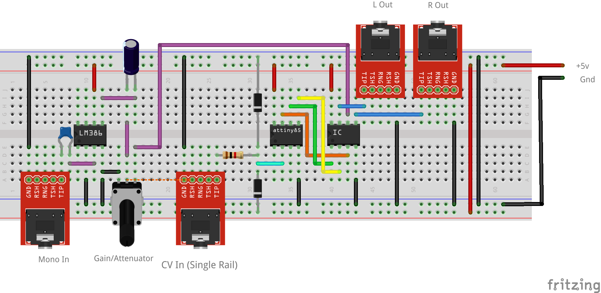 CV Controlled Mono to Stereo Module-Eurorack Format : 3 Steps ...
