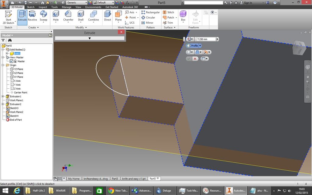 Autodesk Inventor 2014 How to Use Projected Geometry and Work Planes ...