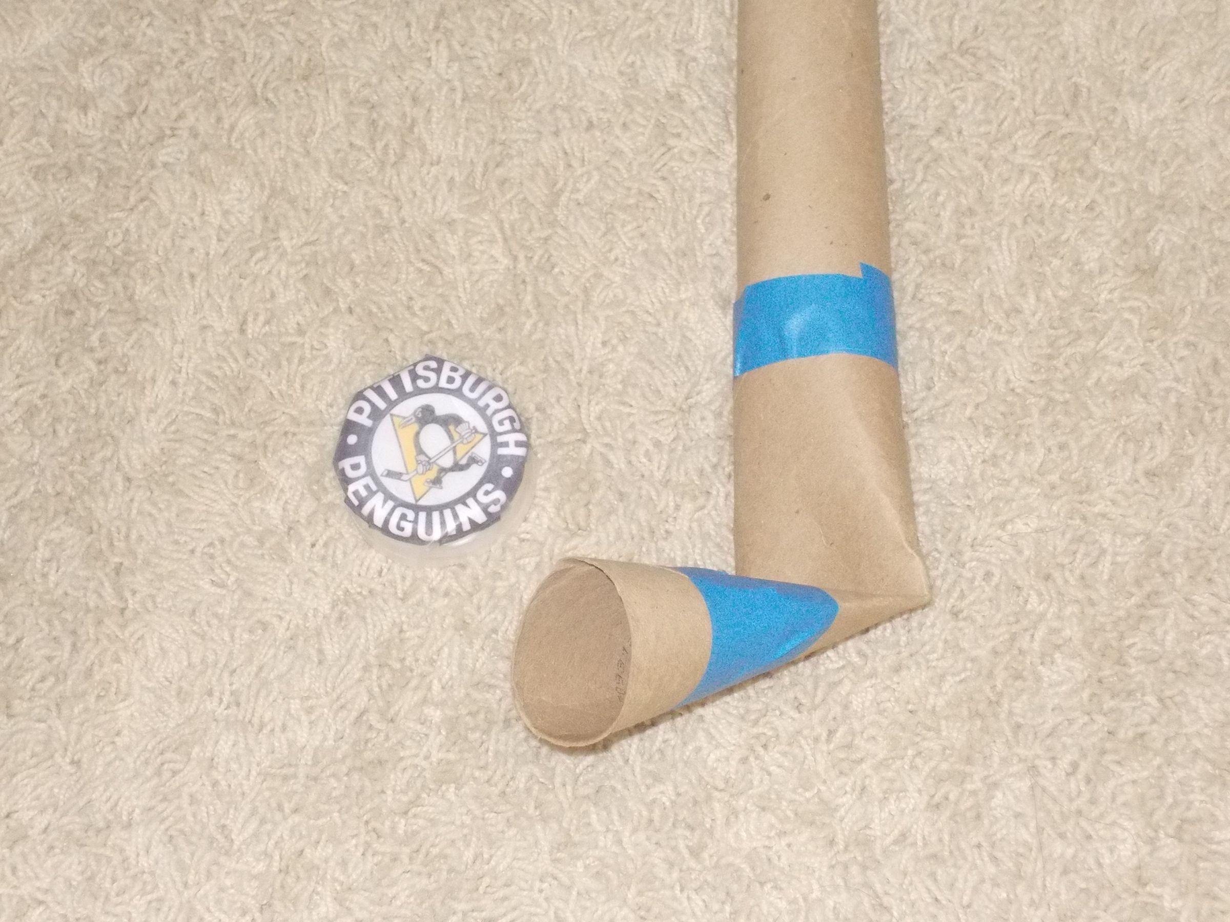 Hockey Stick and Puck From Paper Towel Rolls and Ketchup Lid : 7 Steps ...