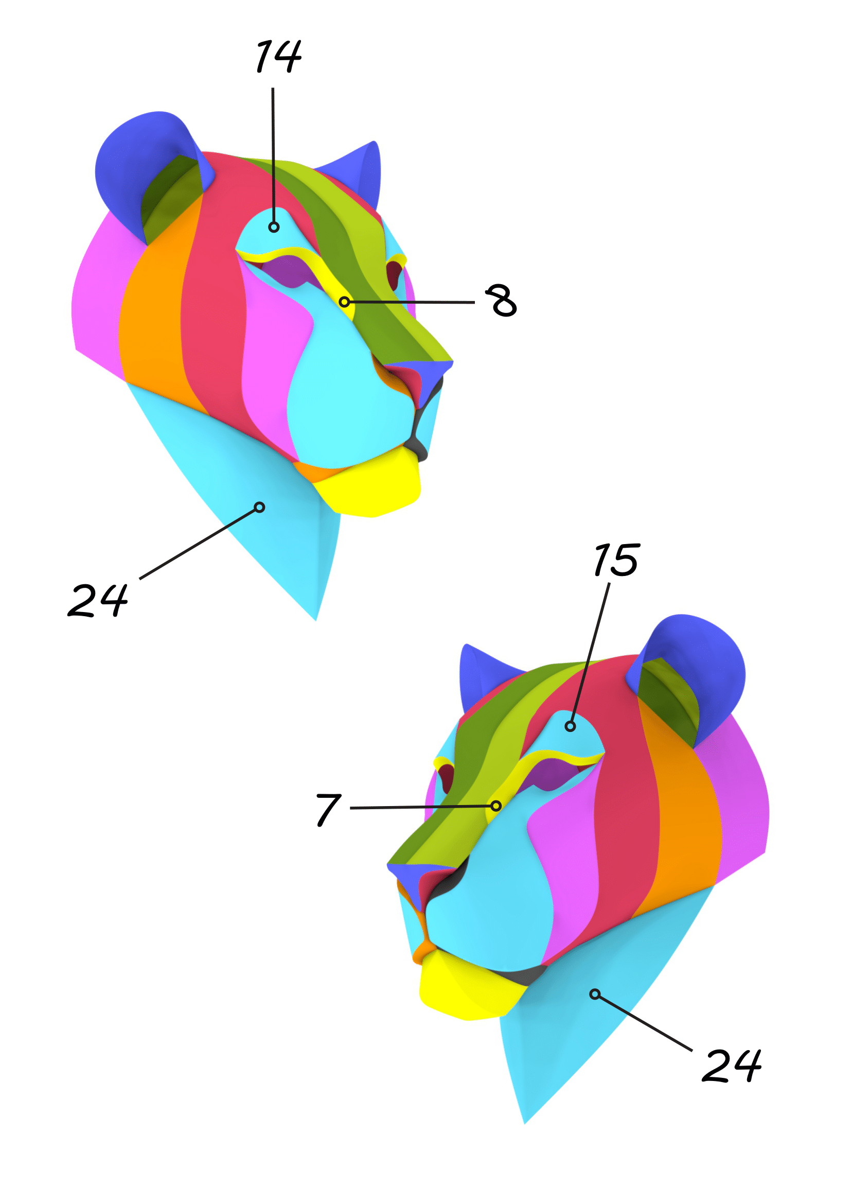 A Stylish Cardboard Lion Mask With Smooth Lines. Easy-to-follow ...