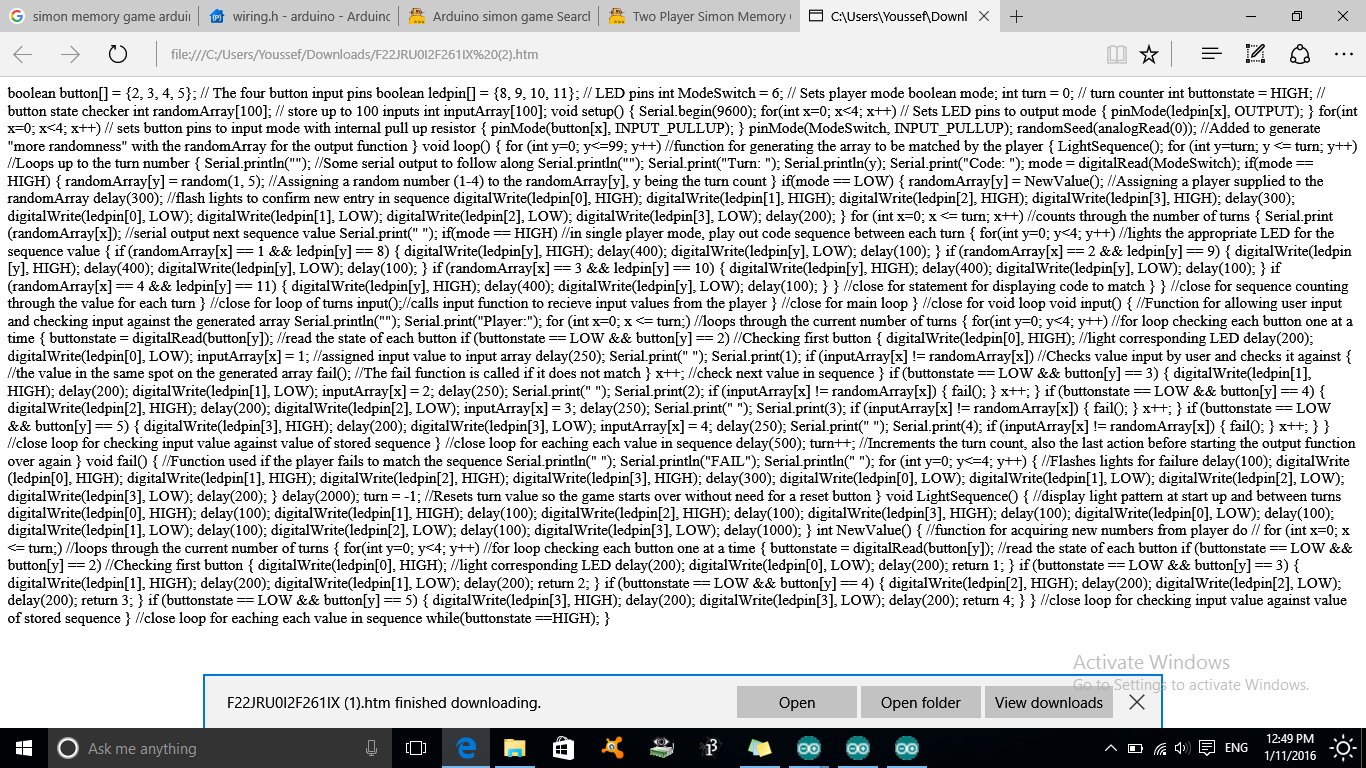 Two Player Simon Memory Game With External Switches : 12 Steps (with ...