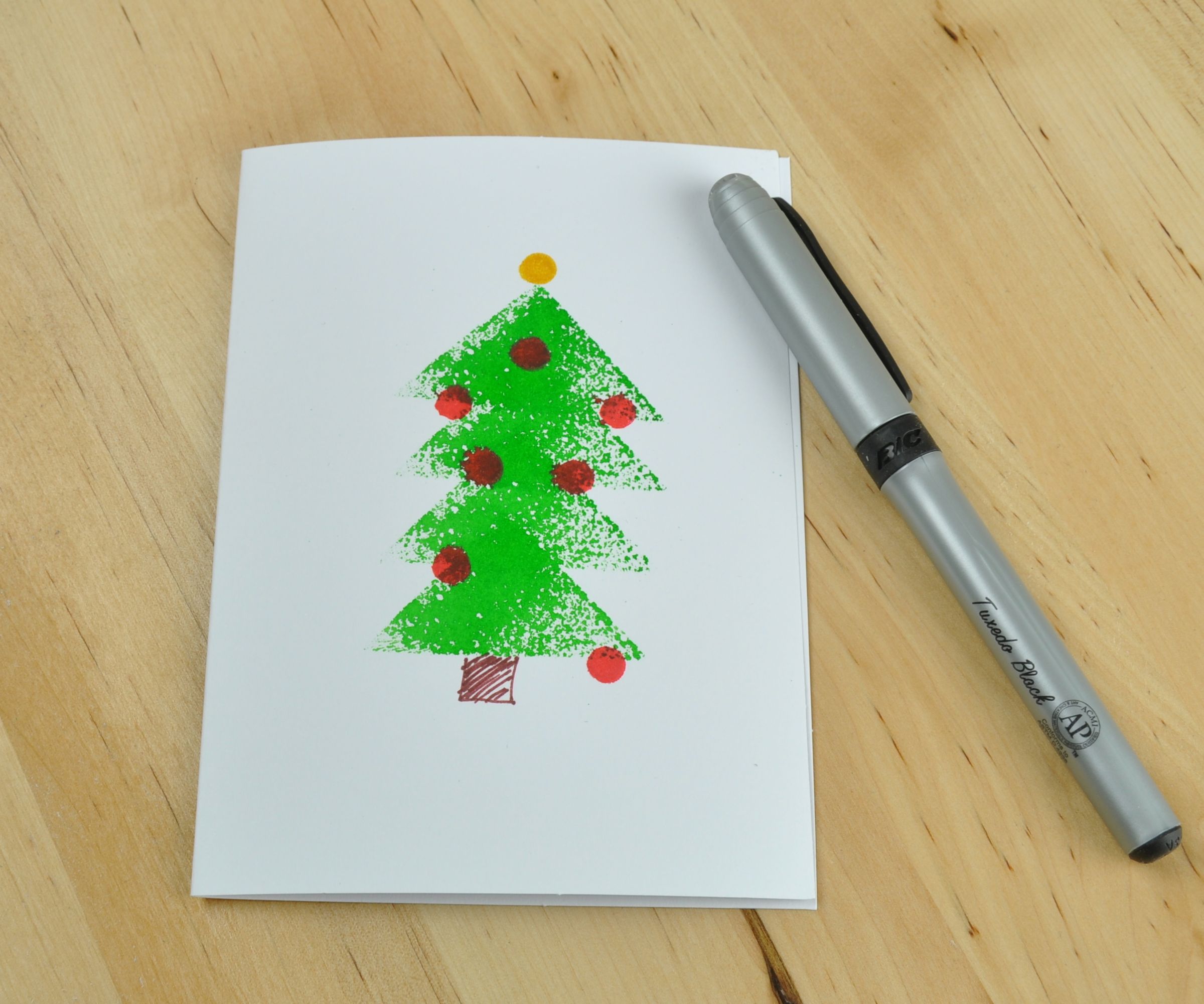 Sponge Stamped Christmas Tree Card : 4 Steps (with Pictures ...