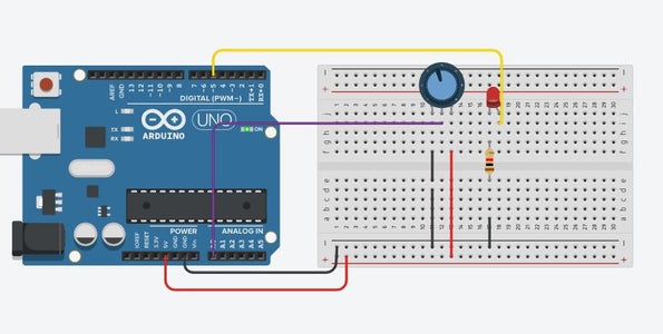 Fading Controlling Led Brightness Using Potentiometer Variable Resistor