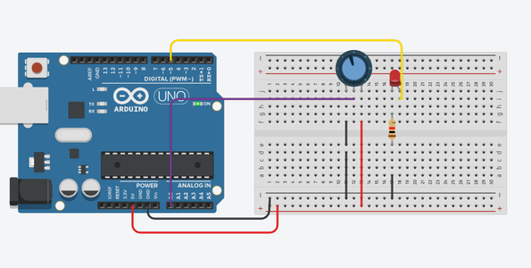 Fading Controlling Led Brightness Using Potentiometer Variable Resistor