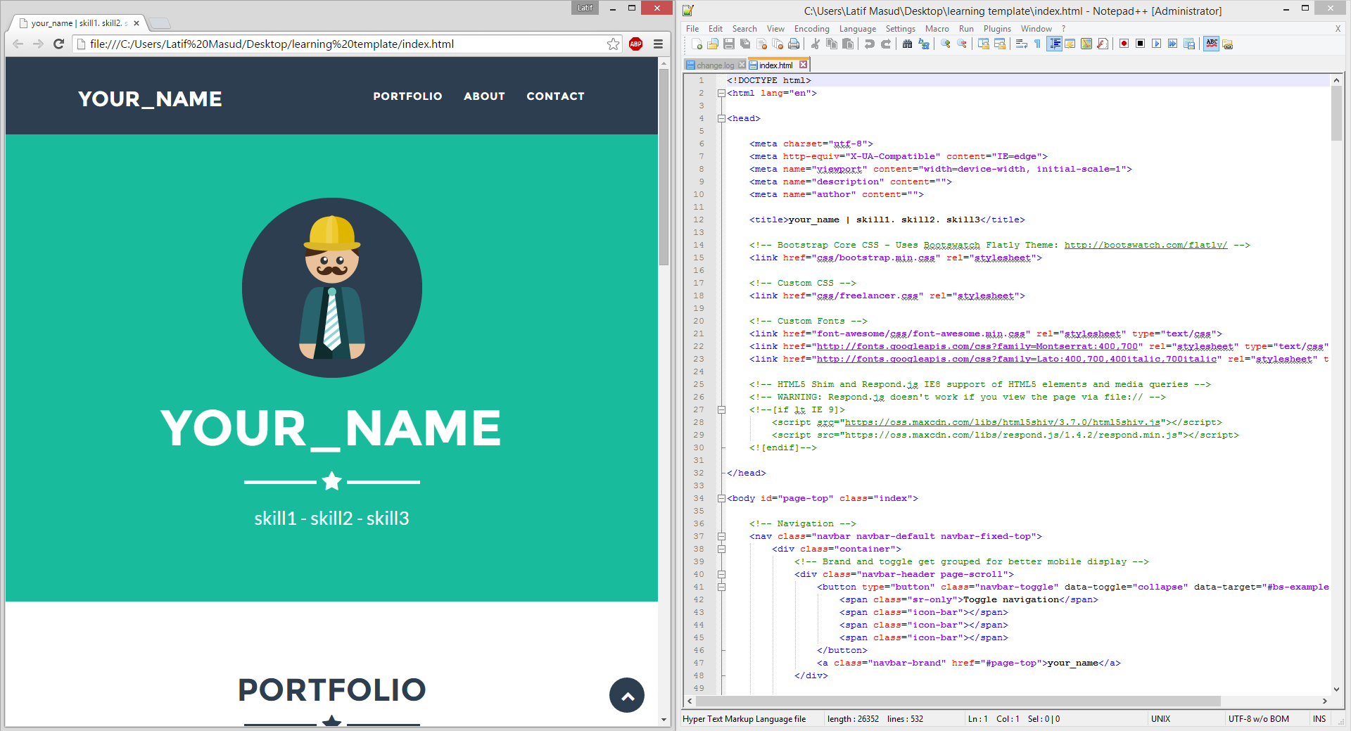 Creating a Simple Online Portfolio Using a BootStrap Template : 8 Steps ...