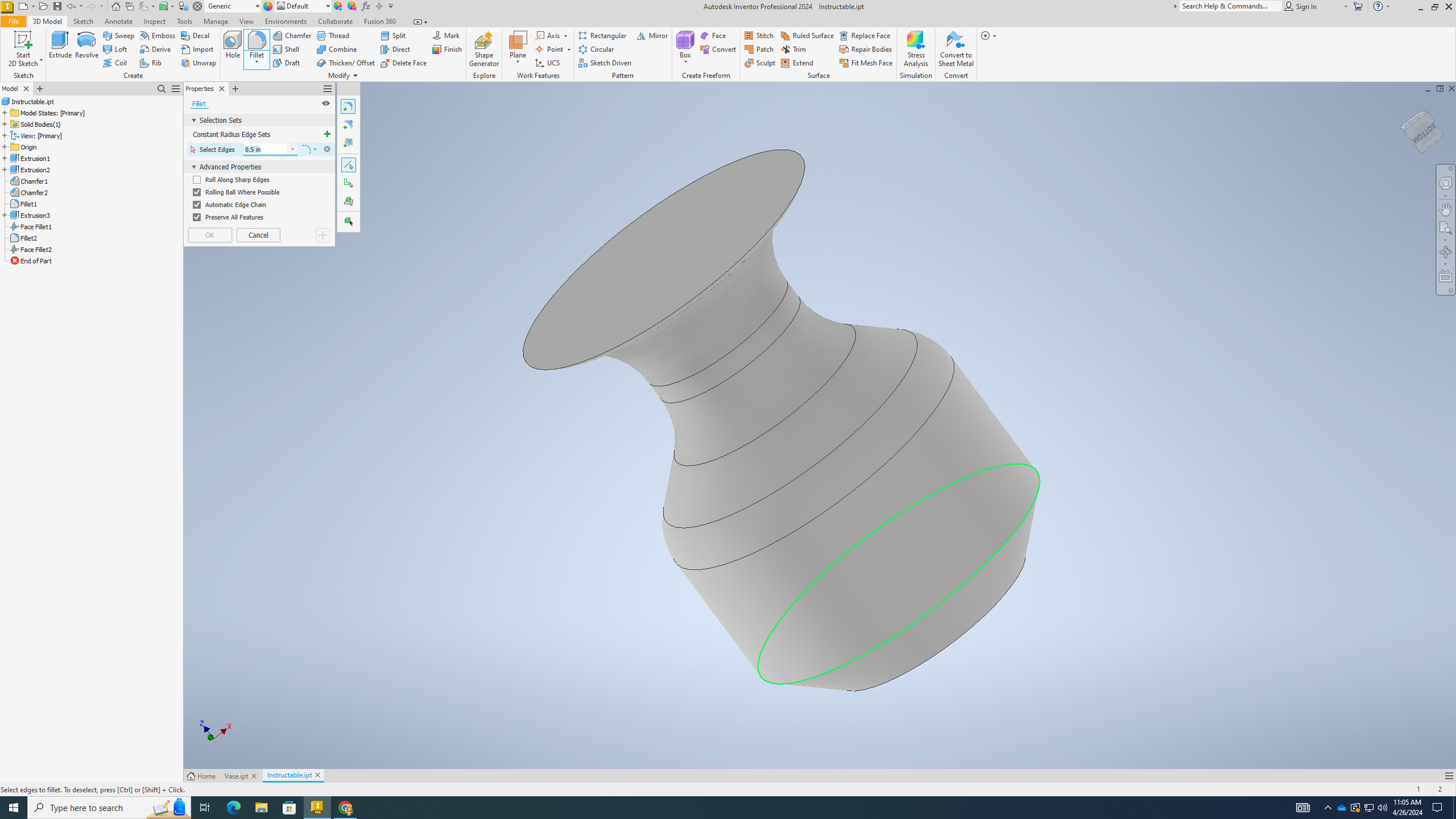 Simpe Vase for Flowers Made With Autodesk Inventor : 12 Steps - Instructables