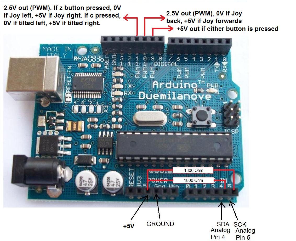 Wii Nunchuck As General Purpose Controller Via Arduino Board : 10 Steps ...