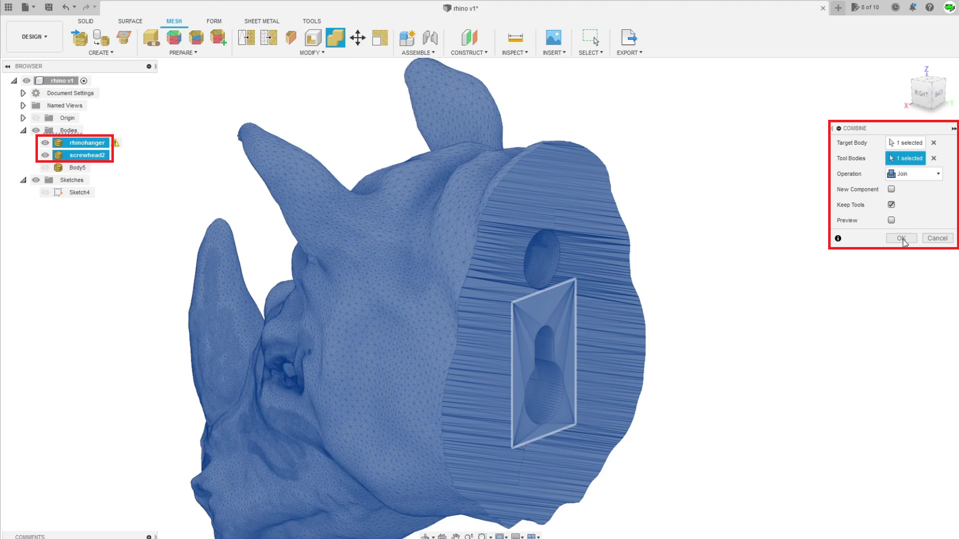 Large STL File Editting With FUSION 360 – Mesh Workspace (part 2) : 6 ...