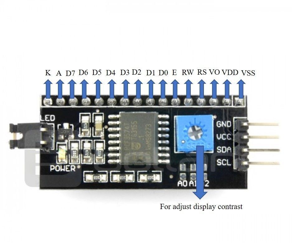 Details and Connections of I2C LCD Adapter : 5 Steps - Instructables