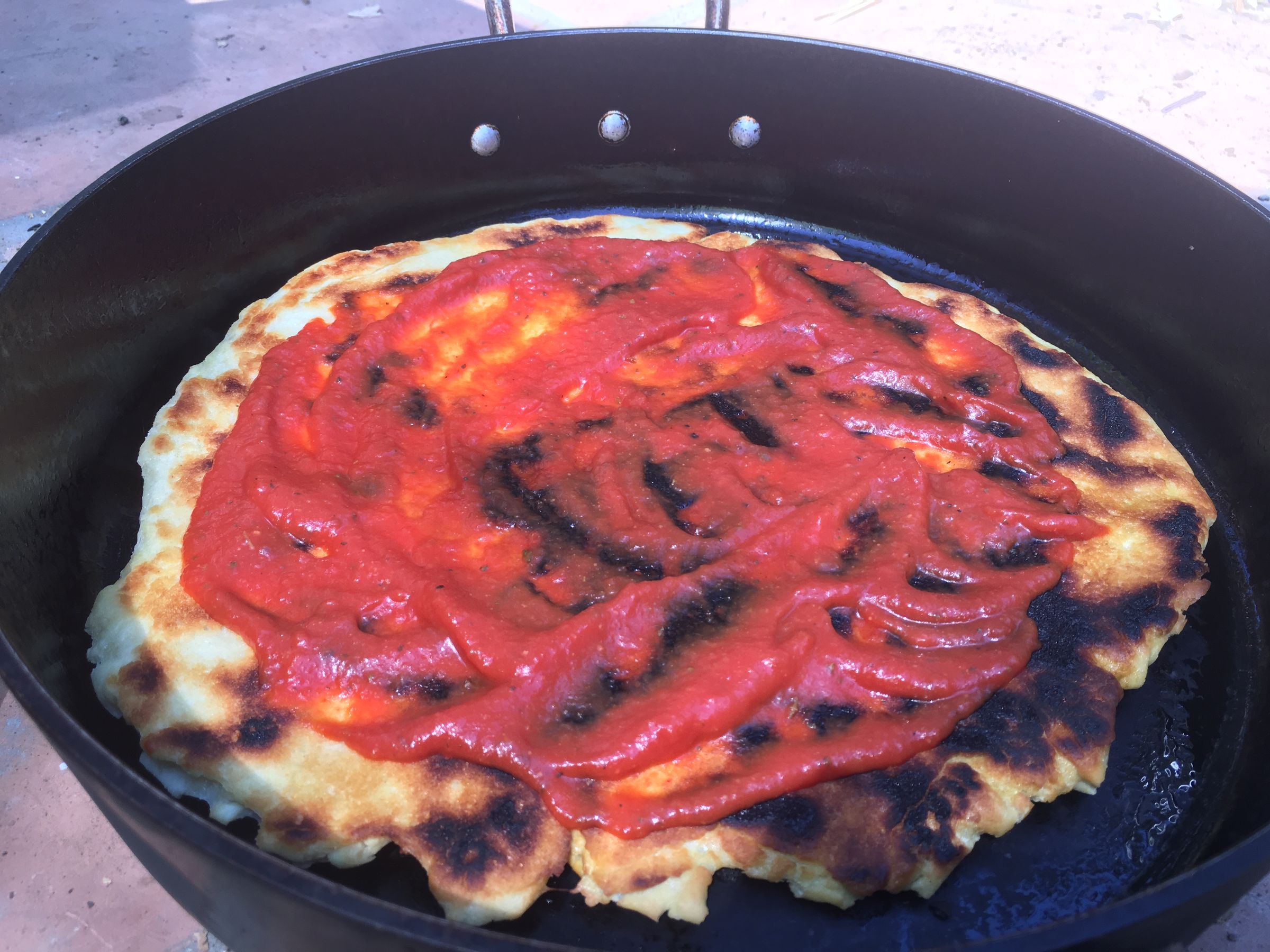 BEST EVER Cast-Iron Skillet PIZZA on the Fire-pit or Campfire! : 5 ...