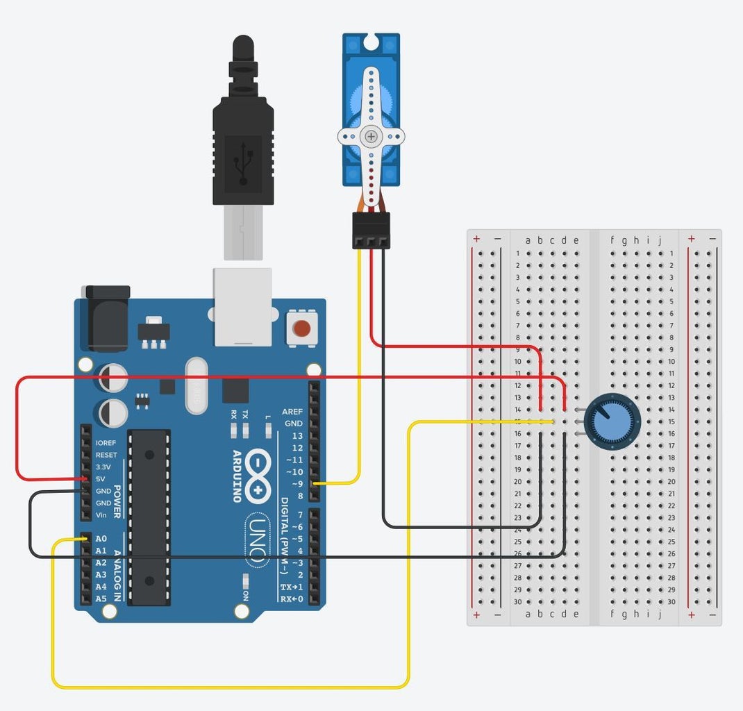 Potentiometer And Servo Controlled Motion With Arduino 4 Steps
