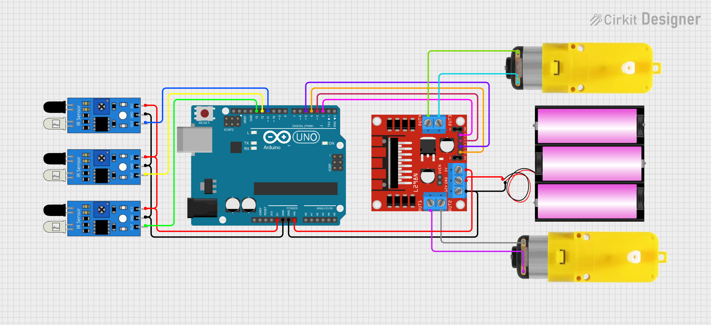 Building a 3-Sensor Line Follower Robot | Arduino + L298N | DIY : 6 ...