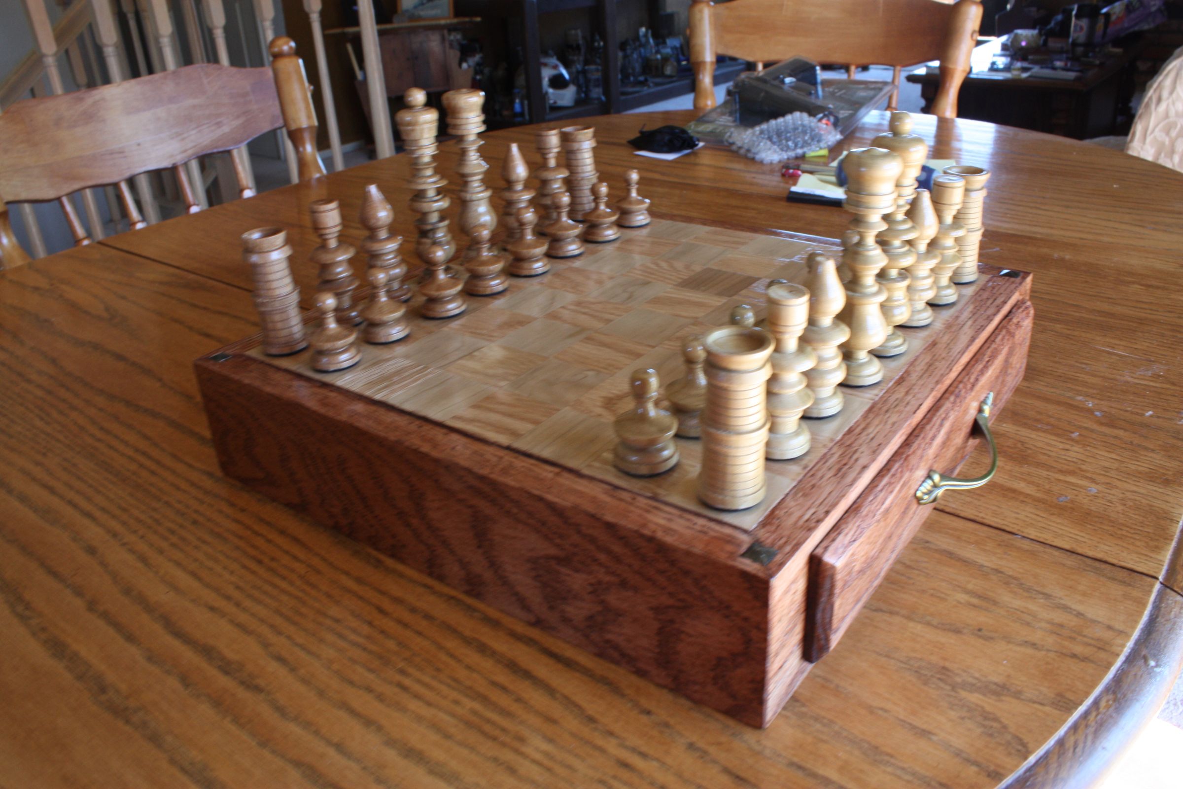 Make a Chess Set and Playing Board With a Storage Drawer : 12 Steps ...
