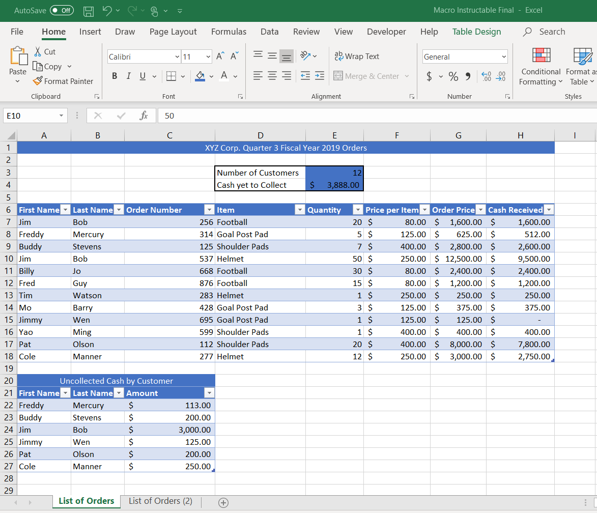 Microsoft Excel Spreadsheet Template