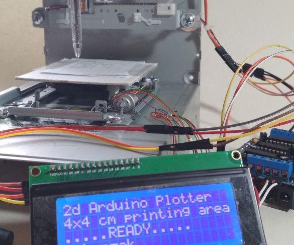 2d Arduino Plotter Arduino Uno L293d Cd Roms Servo Cd 6 Steps Instructables