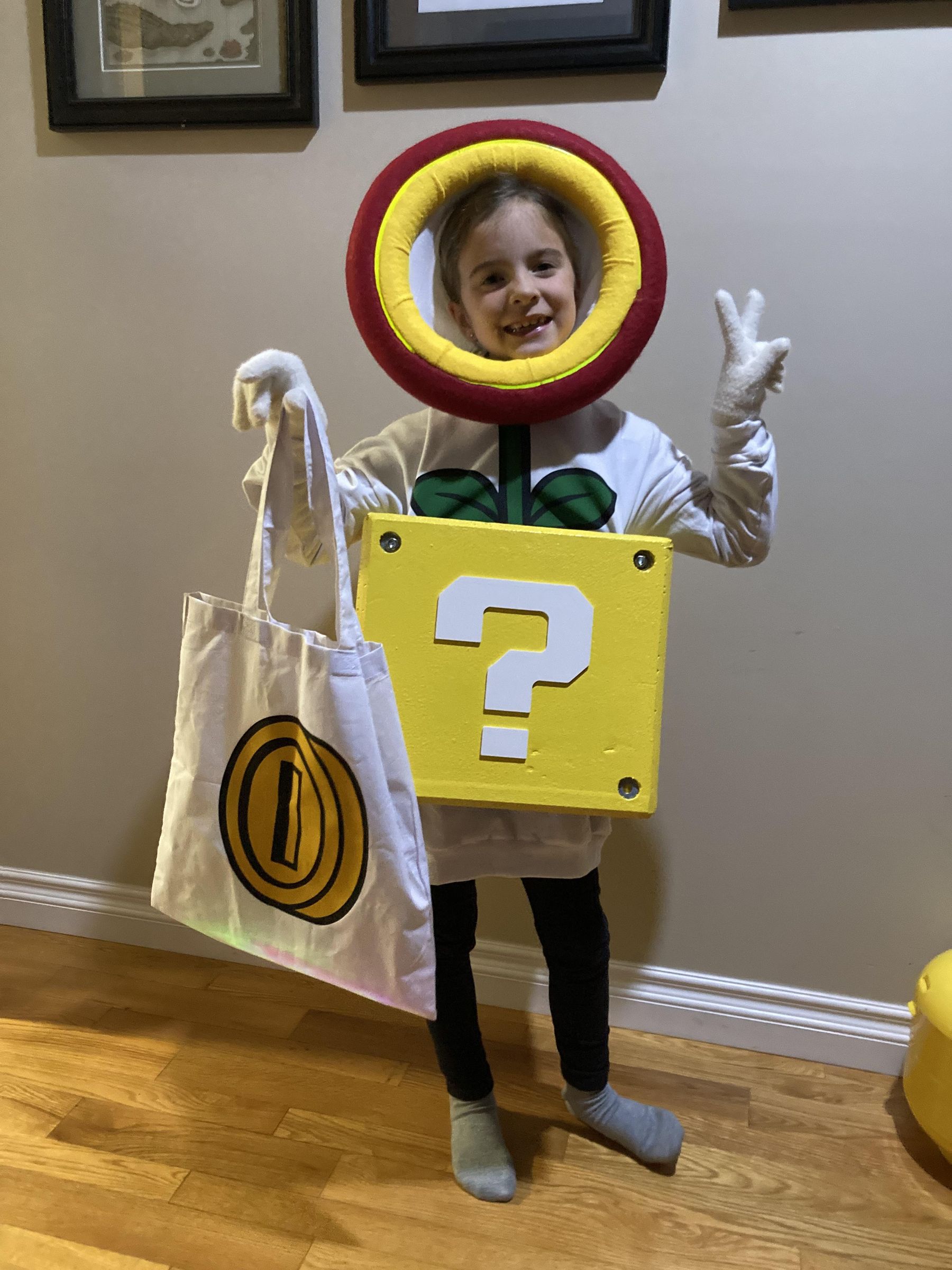 Kid's Nintendo Fire Flower Question Box Costume : 7 Steps (with ...