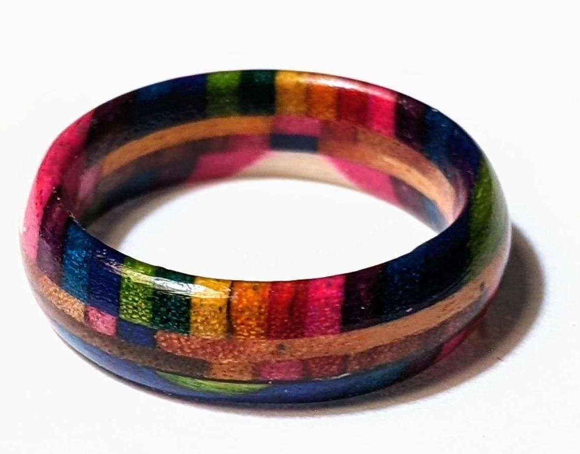 Rainbow Ring - 100 Segments of Exotic Woods + Resins for a 1-of-a-Kind ...