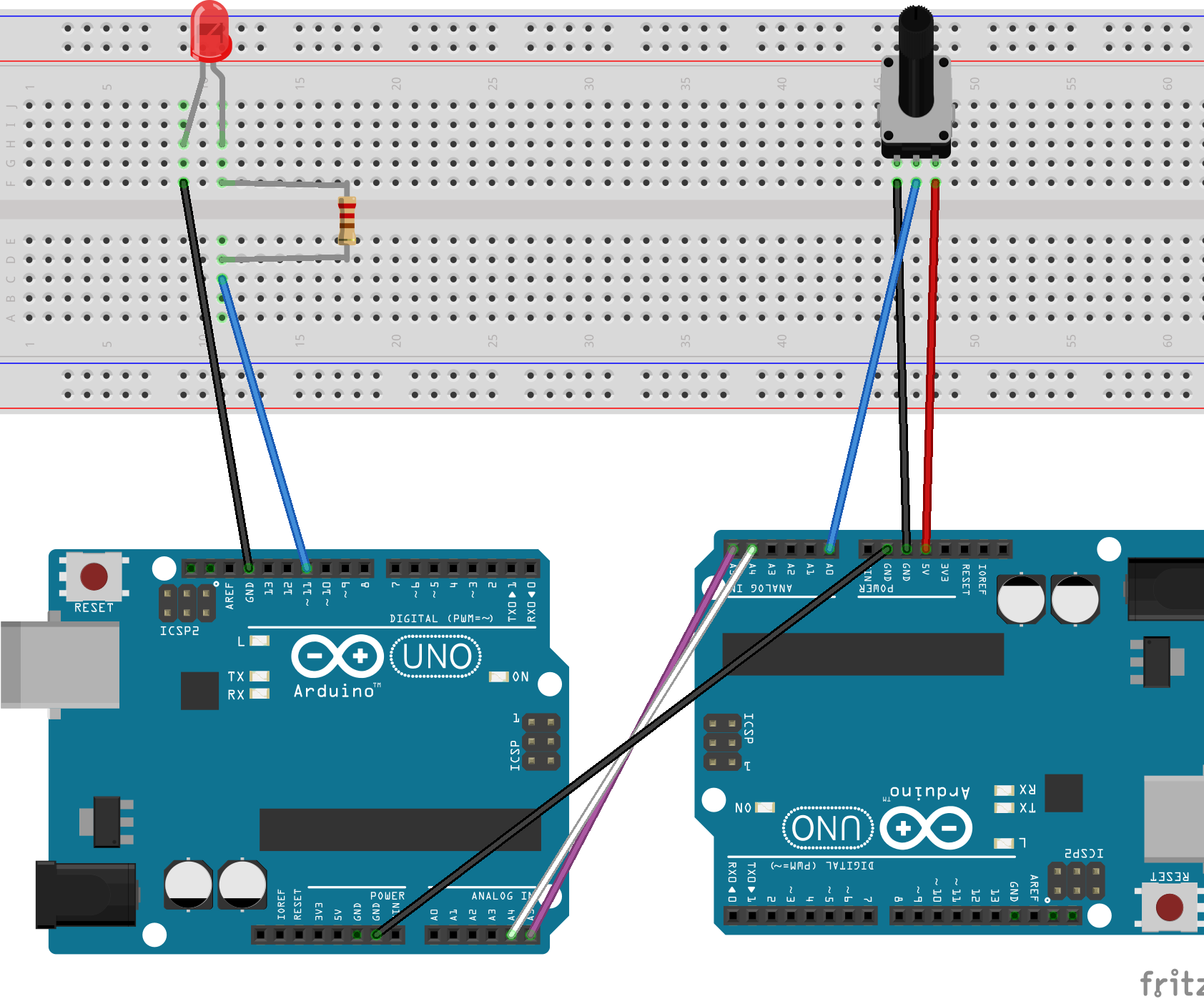 I2C Between Arduinos With Potentiometer and LED : 7 Steps - Instructables