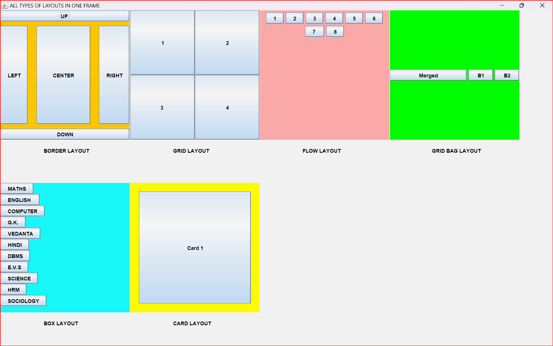 All Types of Layouts in One Frame: Discovering the Creative Aspects of Java Programming Language ...