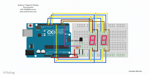 Seven Segment Display Thermometer Arduino Based 4 Steps With