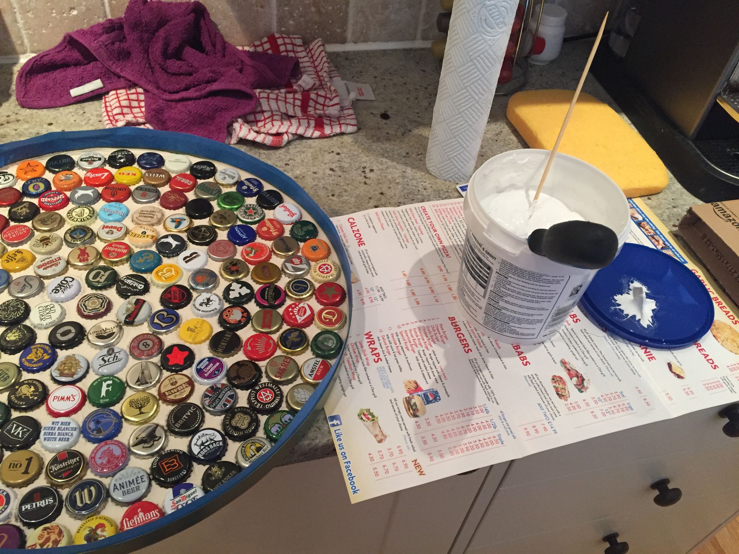 Bottle Cap Tray Table With Grout and Resin : 8 Steps (with Pictures ...