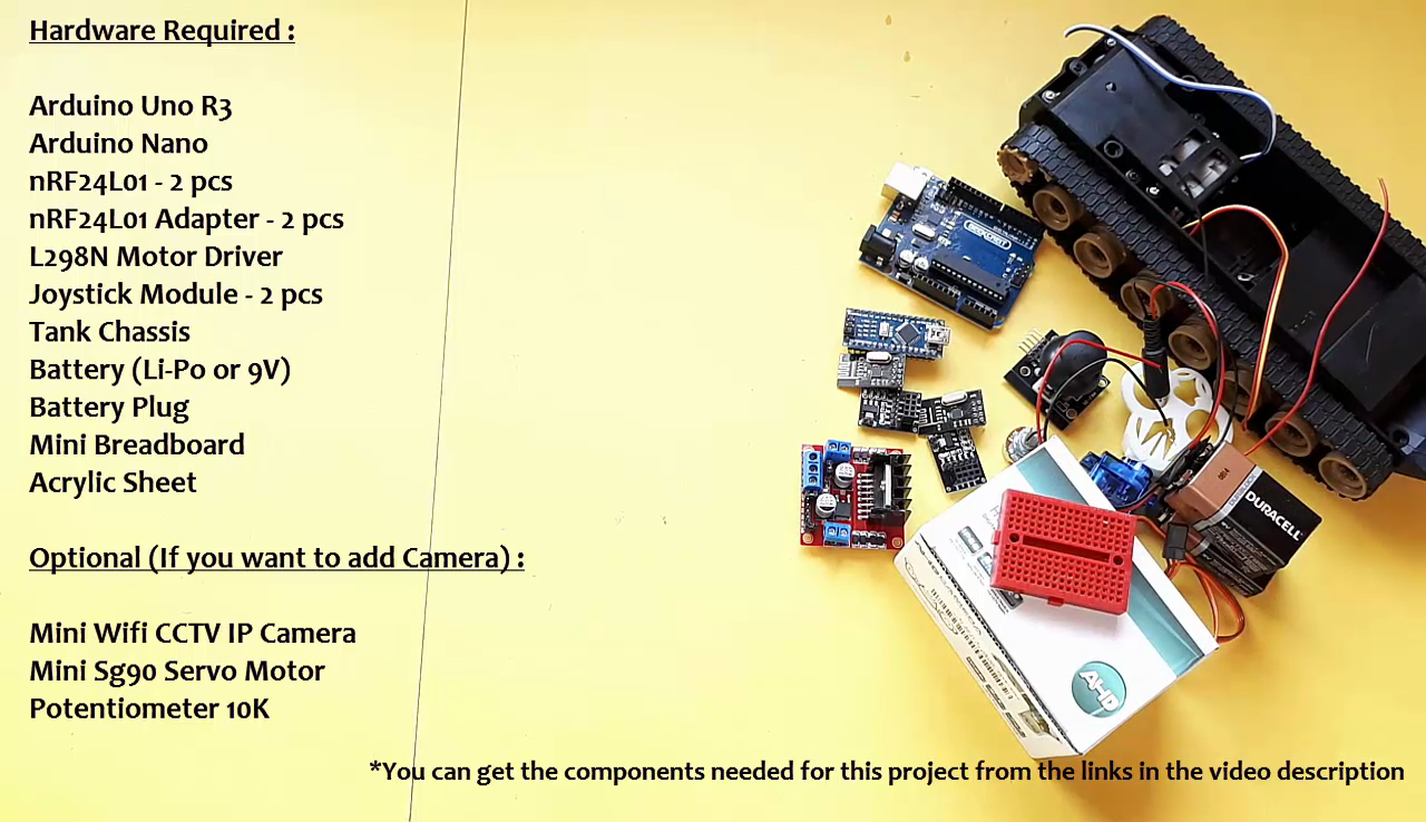 Arduino - Remote Controlled Tank With WiFi Camera (nRF24L+ / RC ...
