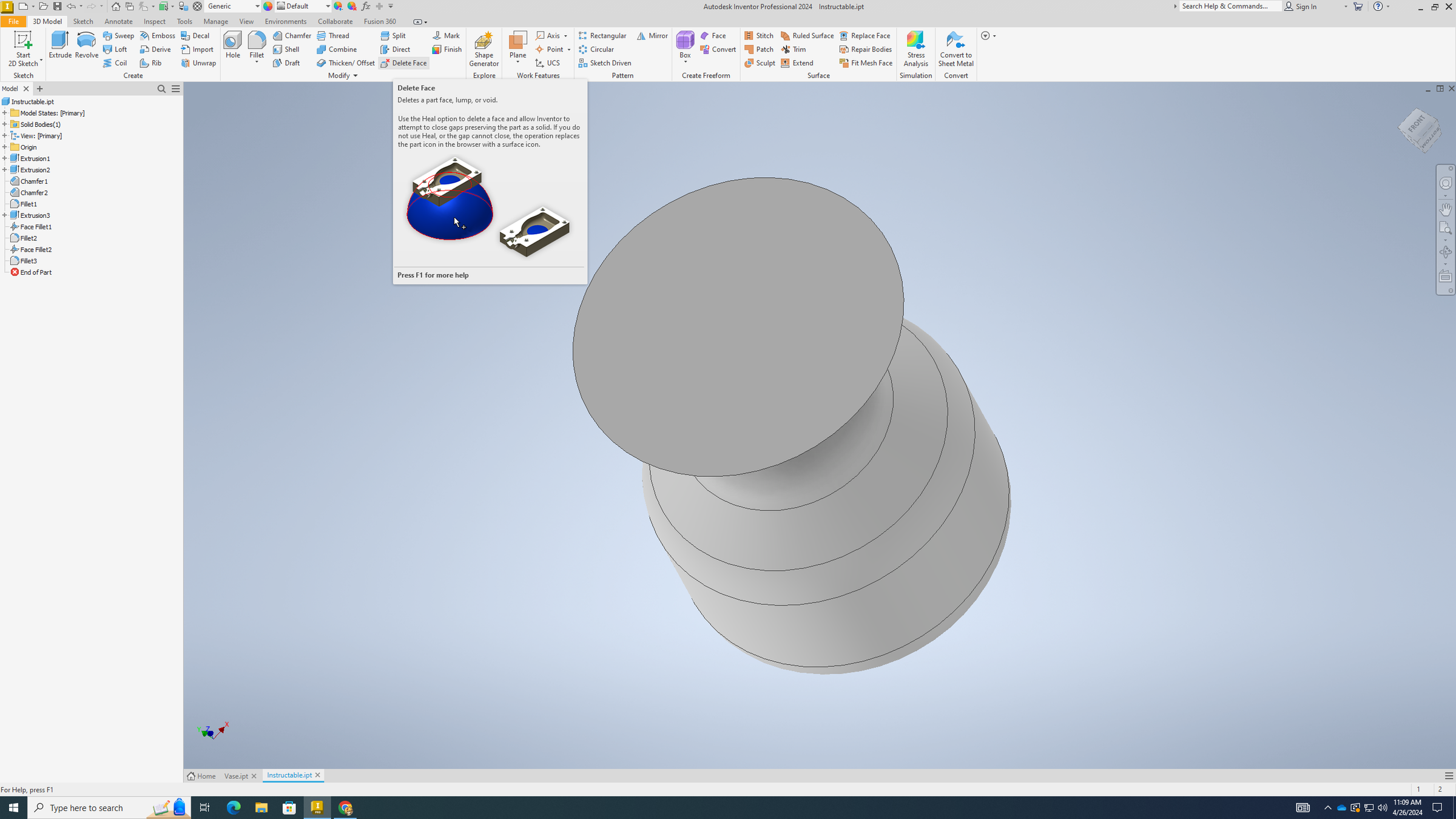 Simpe Vase for Flowers Made With Autodesk Inventor : 12 Steps - Instructables