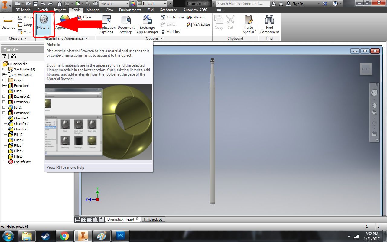 Designing and 3D Printing Drumsticks in AutoDesk Inventor : 26 Steps (with Pictures) - Instructables