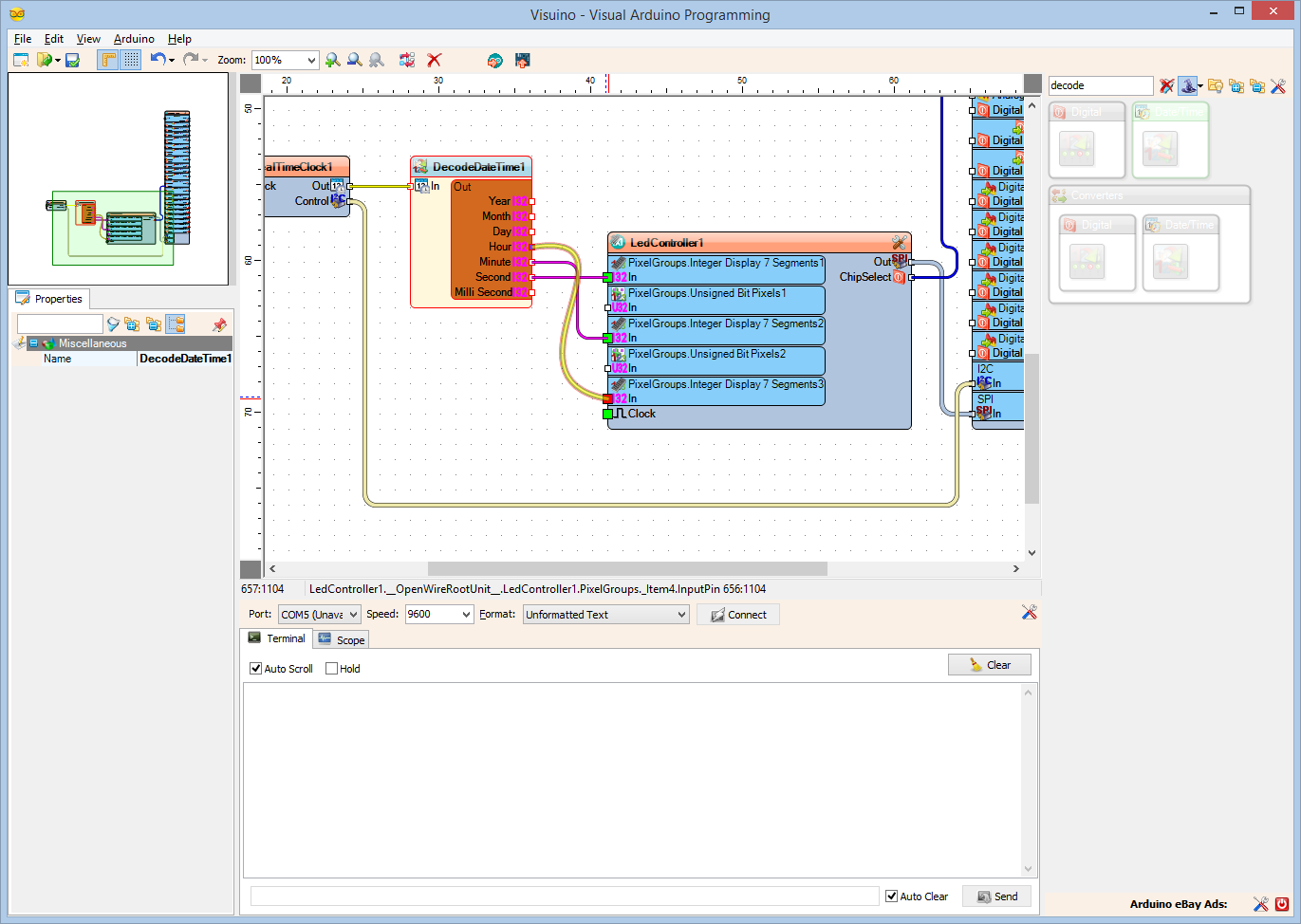 Arduino Nano and Visuino: 7 Segment Display Clock With MAX7219 and ...