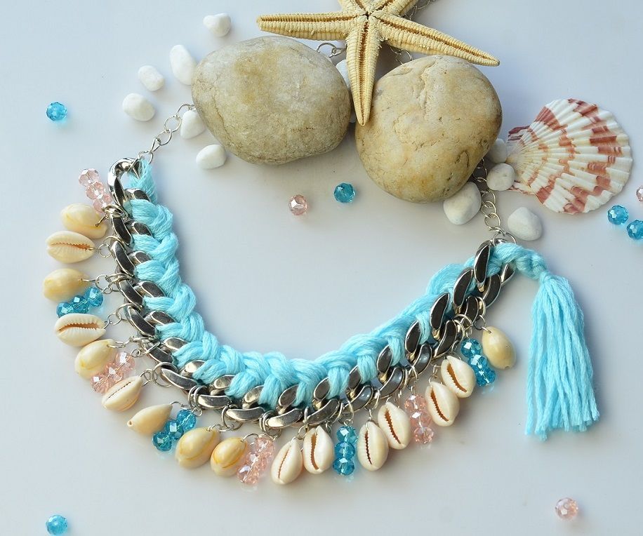 Tutorial of a Chains Necklace With Shell and Wool : 4 Steps - Instructables