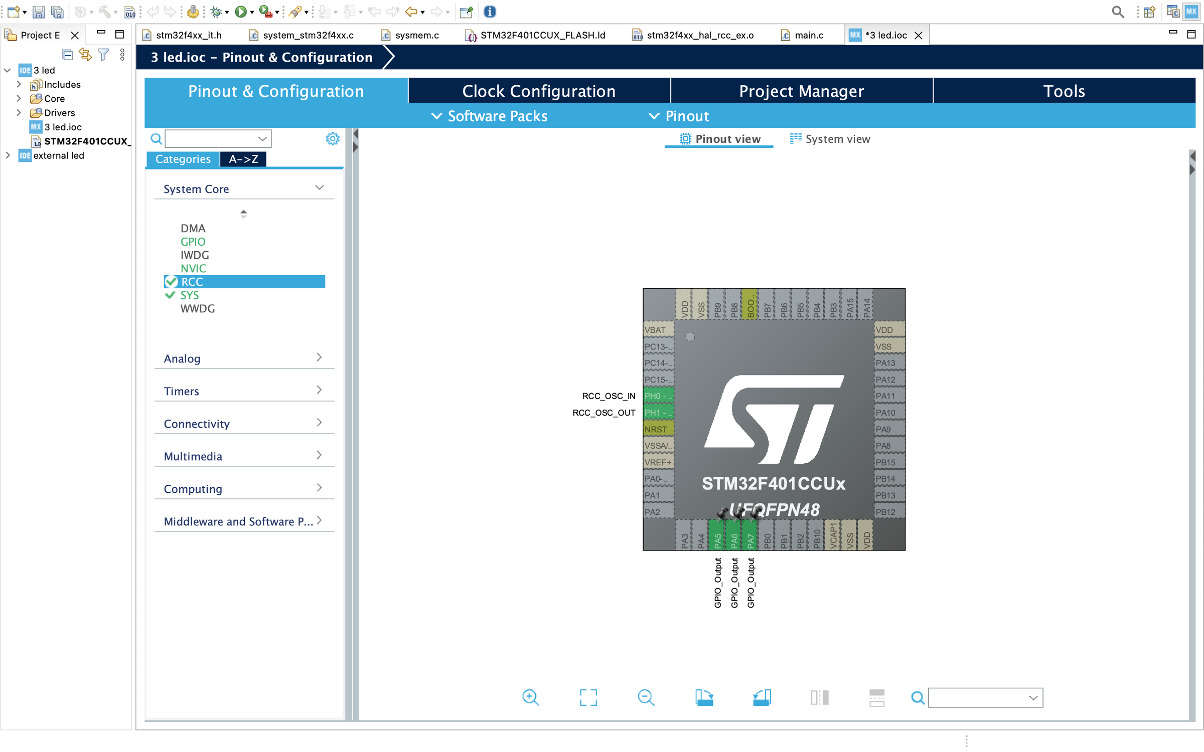 Three External LED's Blinking Using HAL Programming : 8 Steps - Instructables