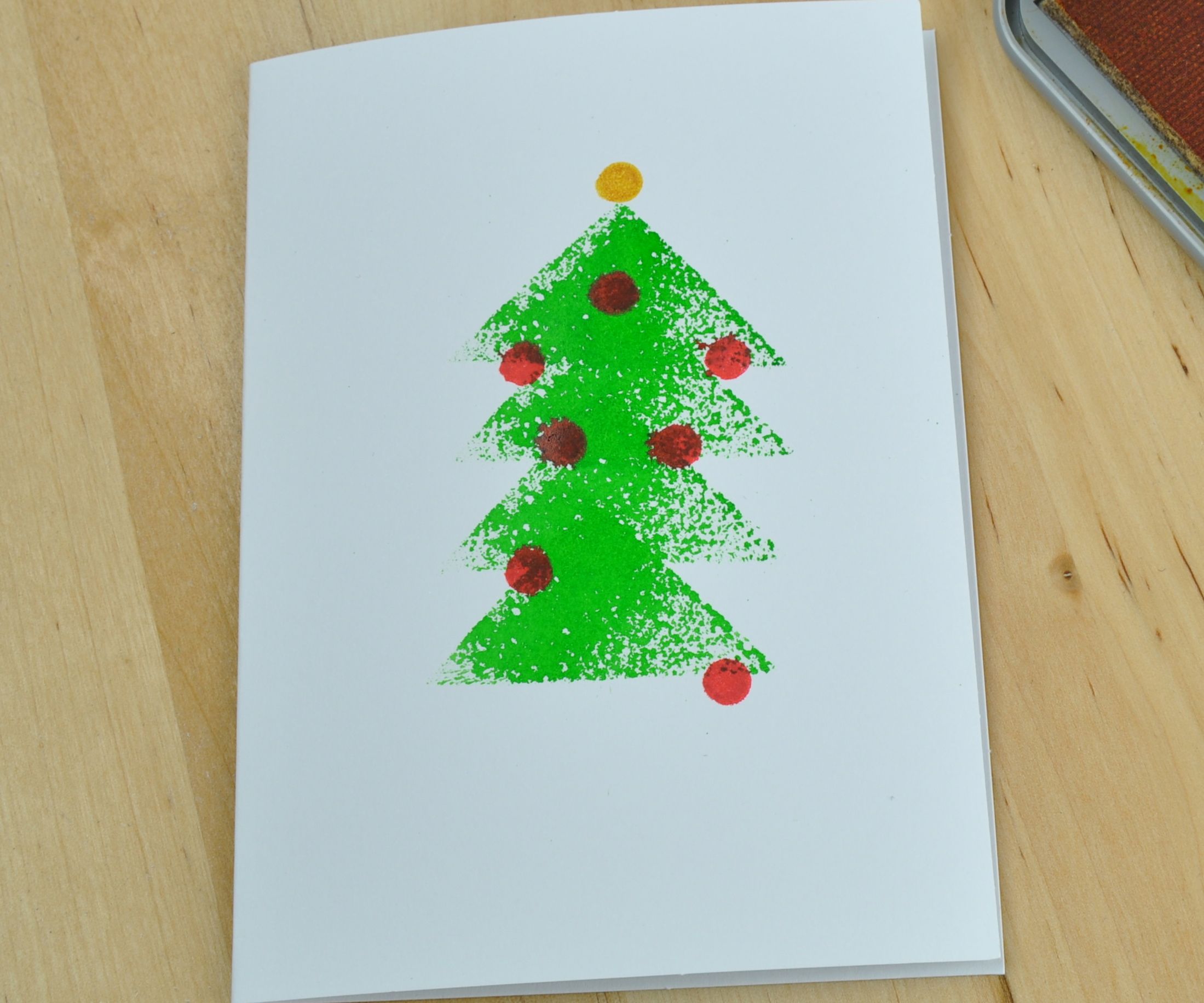 Sponge Stamped Christmas Tree Card : 4 Steps (with Pictures ...