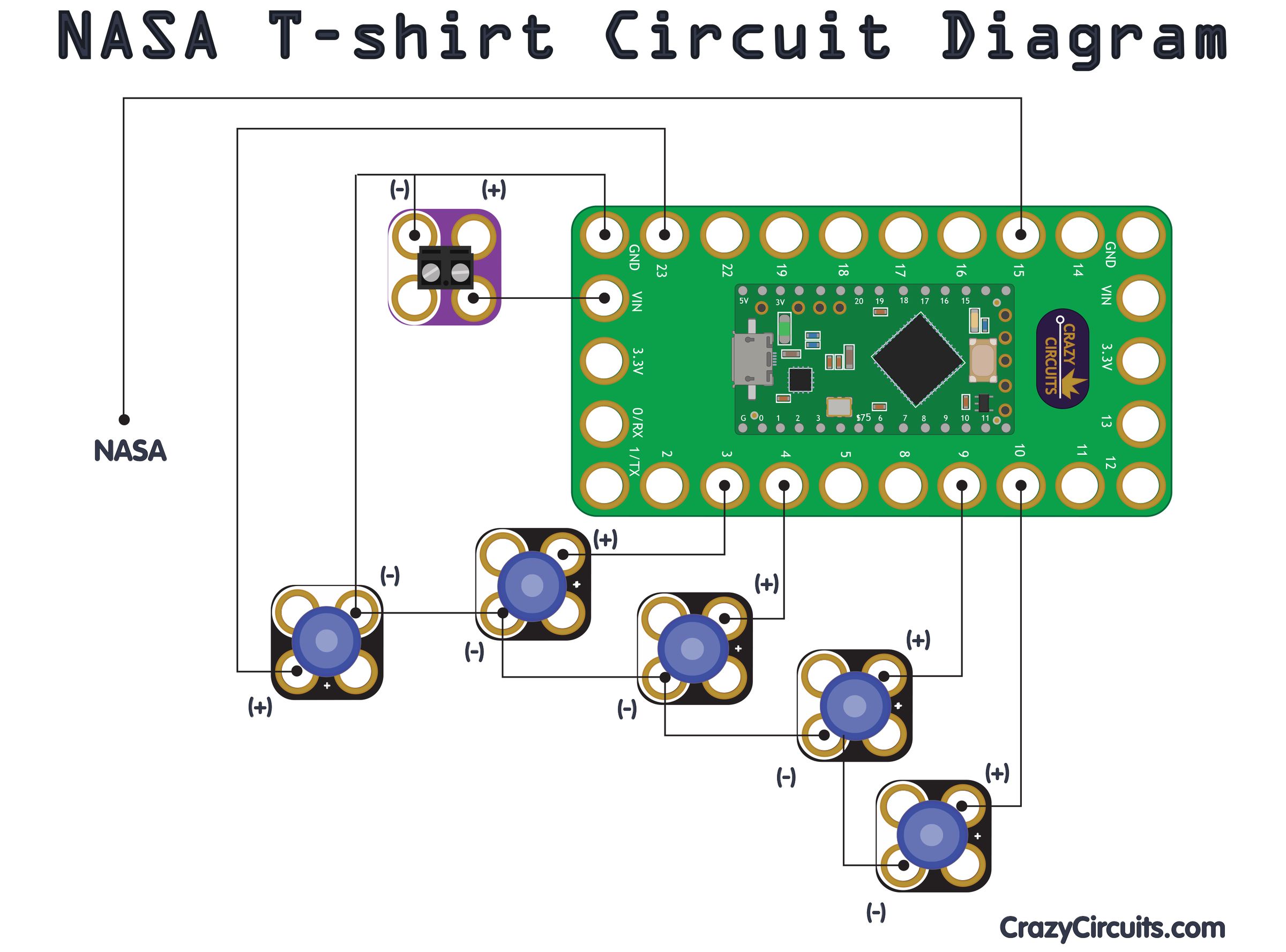 Interactive NASA Shirt Using Crazy Circuits : 9 Steps (with Pictures ...
