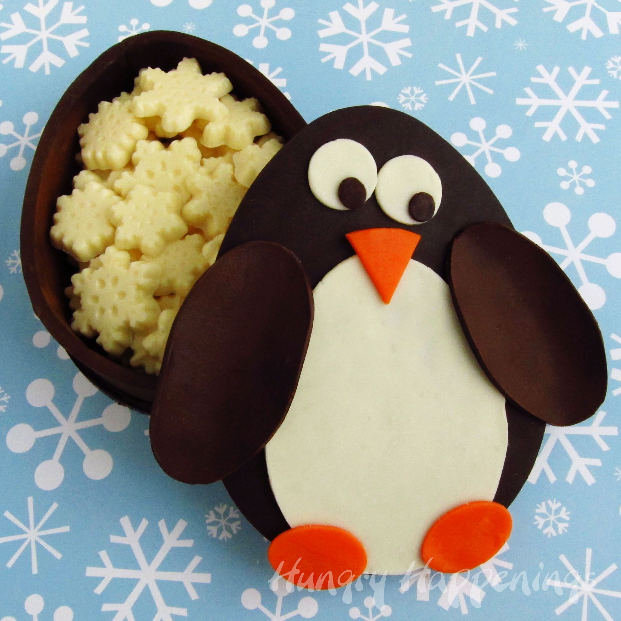 Chocolate Penguin Boxes Filled With White Chocolate Snowflakes : 11 ...