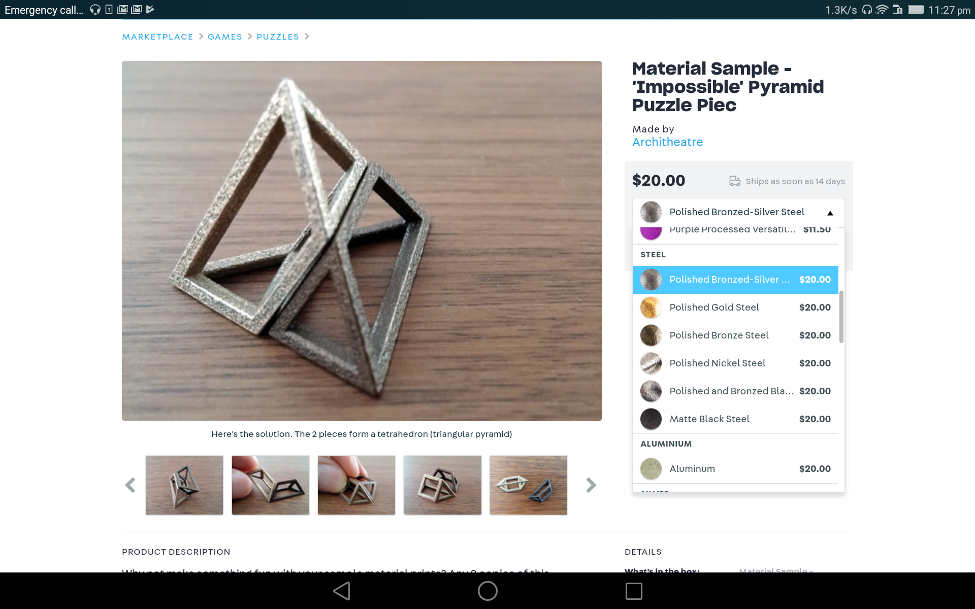 'Impossible' Pyramid Puzzle - Material Samples for 3D Printing : 7 ...