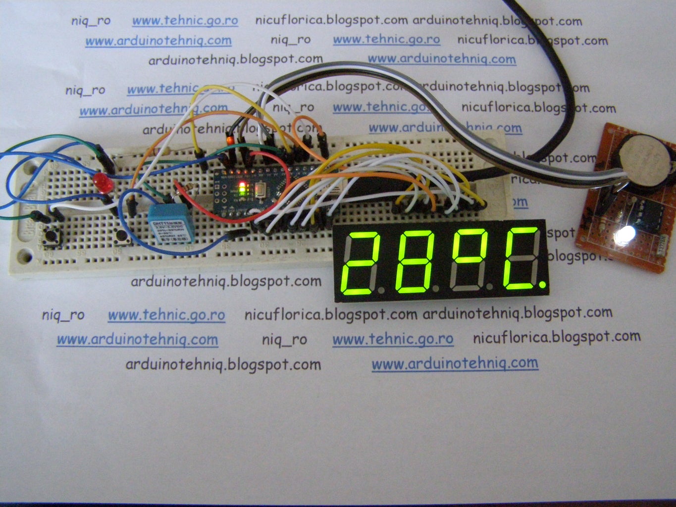 4 Digit 7 Segment Led Clock With Manual Adjust And Alarm Thermometer