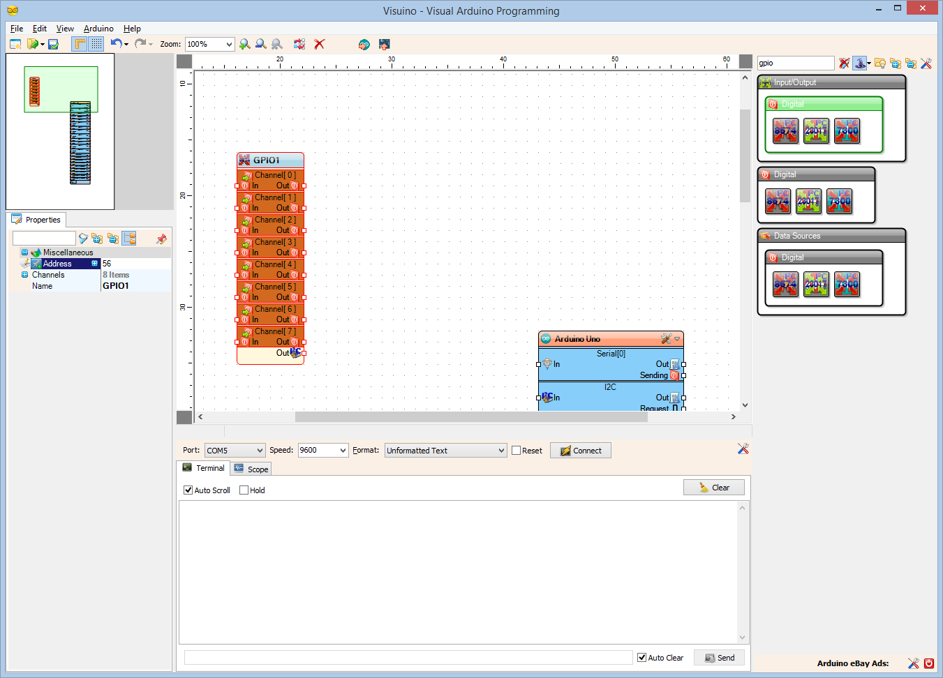 Arduino Nano: I2C Matrix Keypad With PCF8574/PCF8574A GPIO and Visuino ...