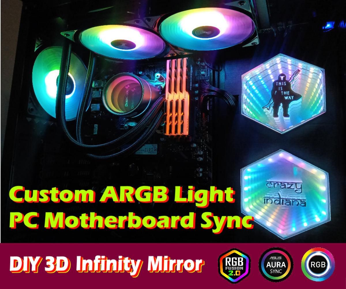 Custom ARGB Led Light PC Motherboard Sync With 3D Infinity Mirror Logo ...