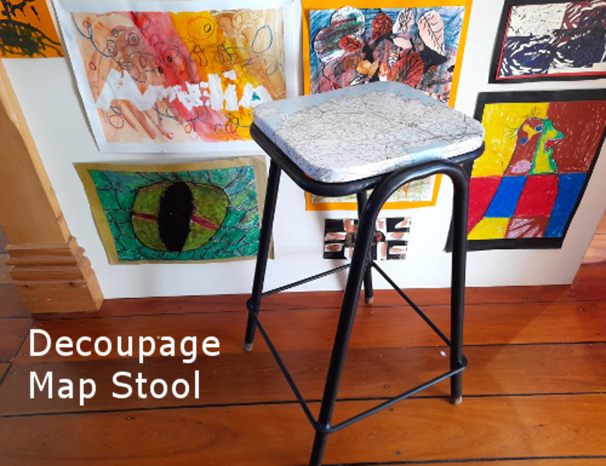 Decoupage Map Stool: an Experiment With Wood Glue : 3 Steps (with ...