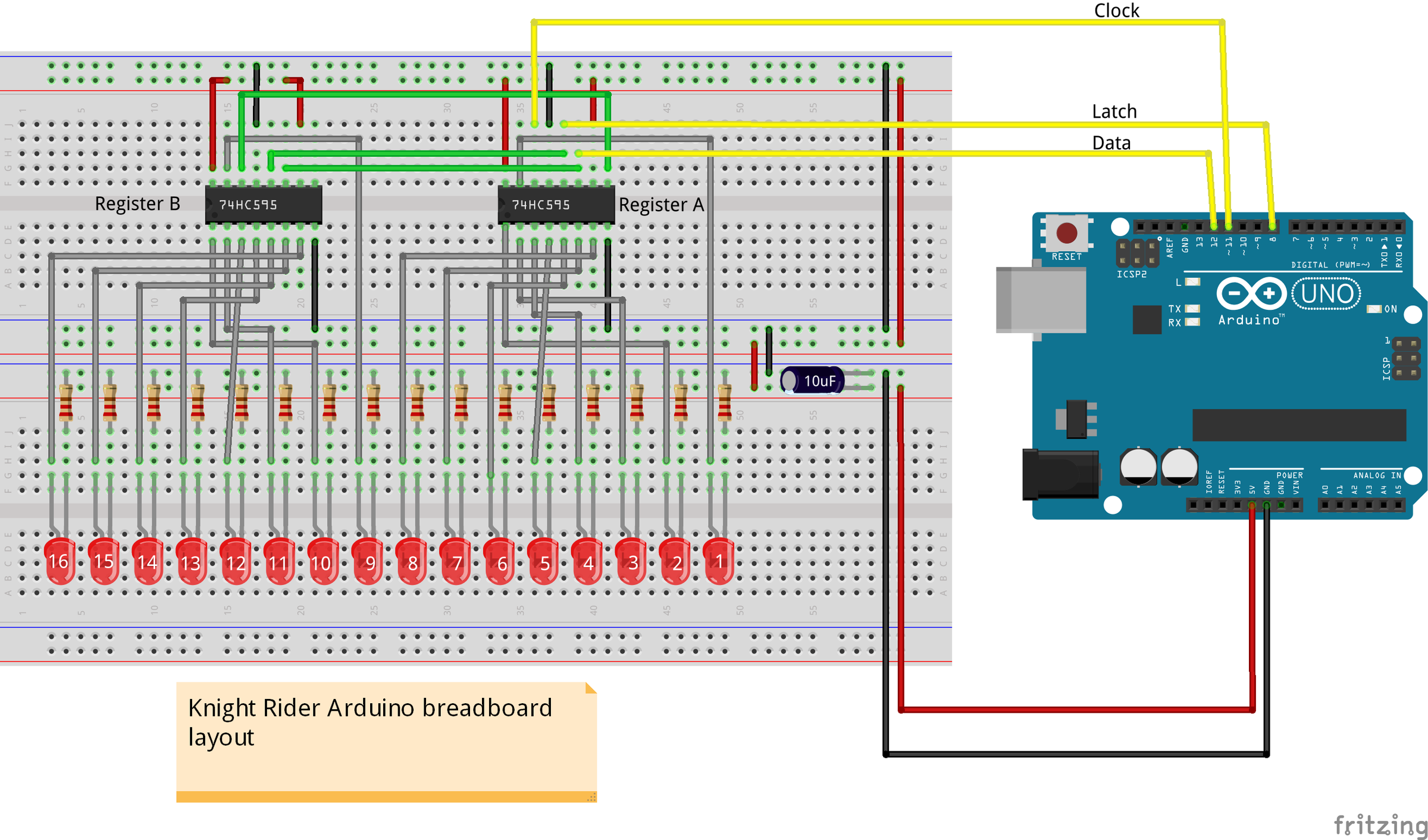 K.I.T.T Knight Rider Scanner Bar (16 LEDs) for Arduino Uno - Instructables