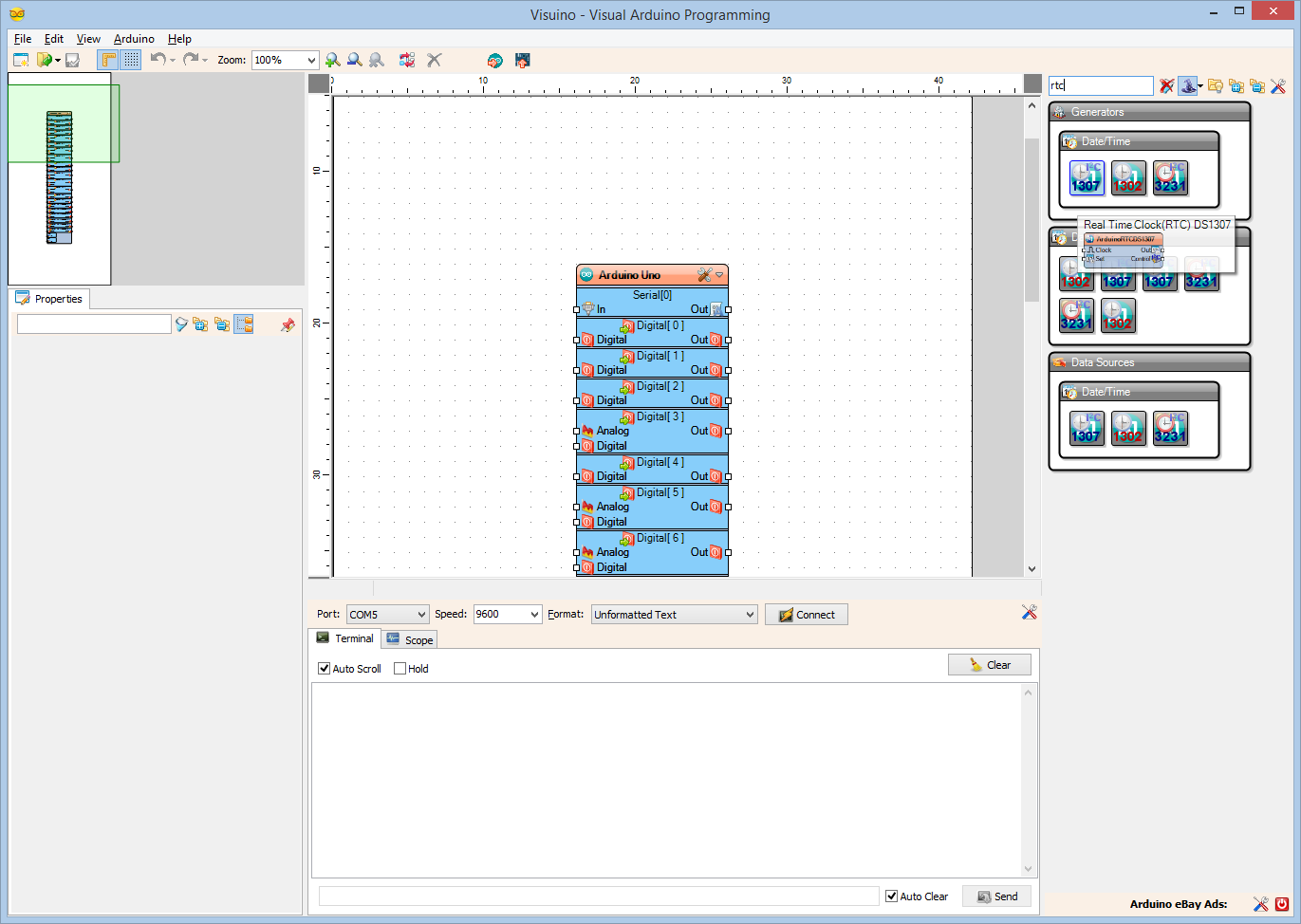 Arduino Nano: DS1307 Real Time Clock(RTC) With Visuino : 6 Steps (with ...